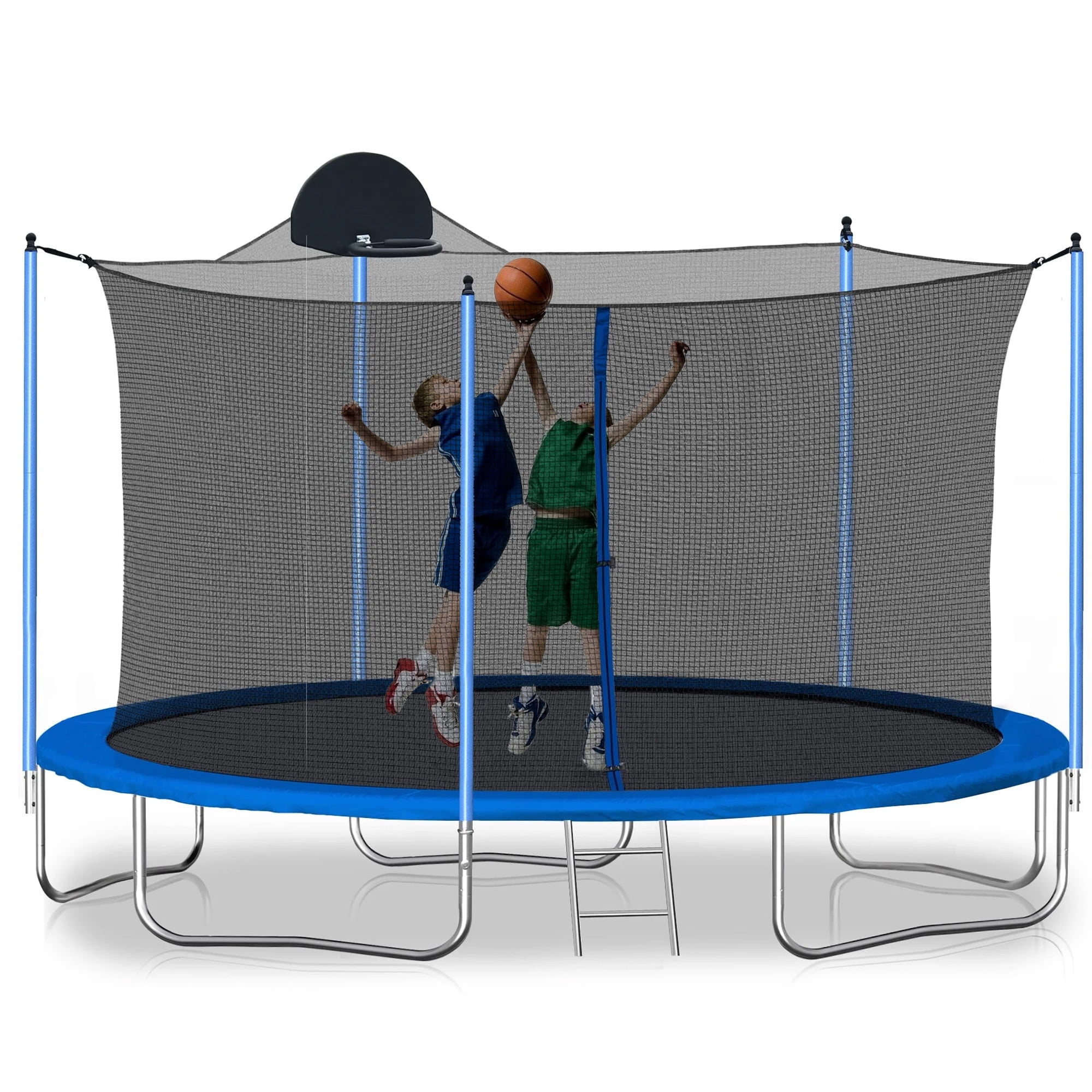 14FT Outdoor Trampoline with 5 Legs & 10 Poles, Shinpt Heavy Duty ...