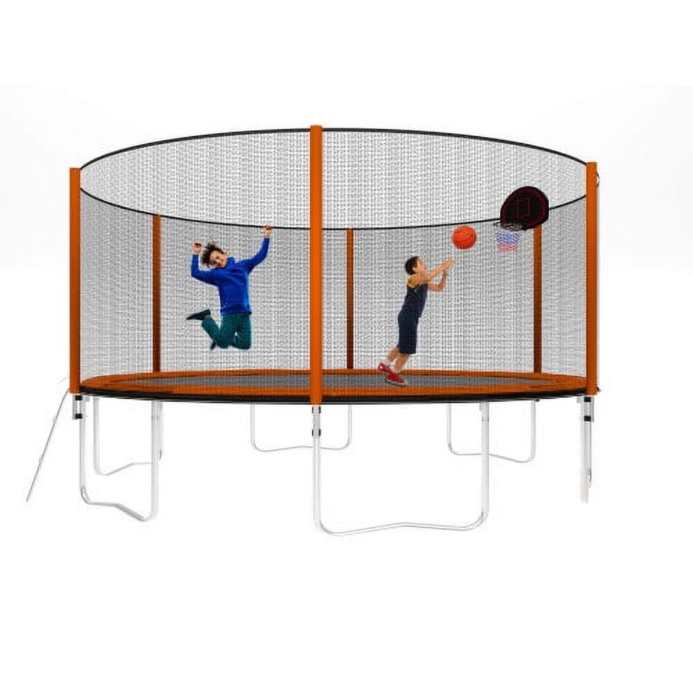 14FT Outdoor Trampoline with Basketball Hoop Inflator and Ladder ...