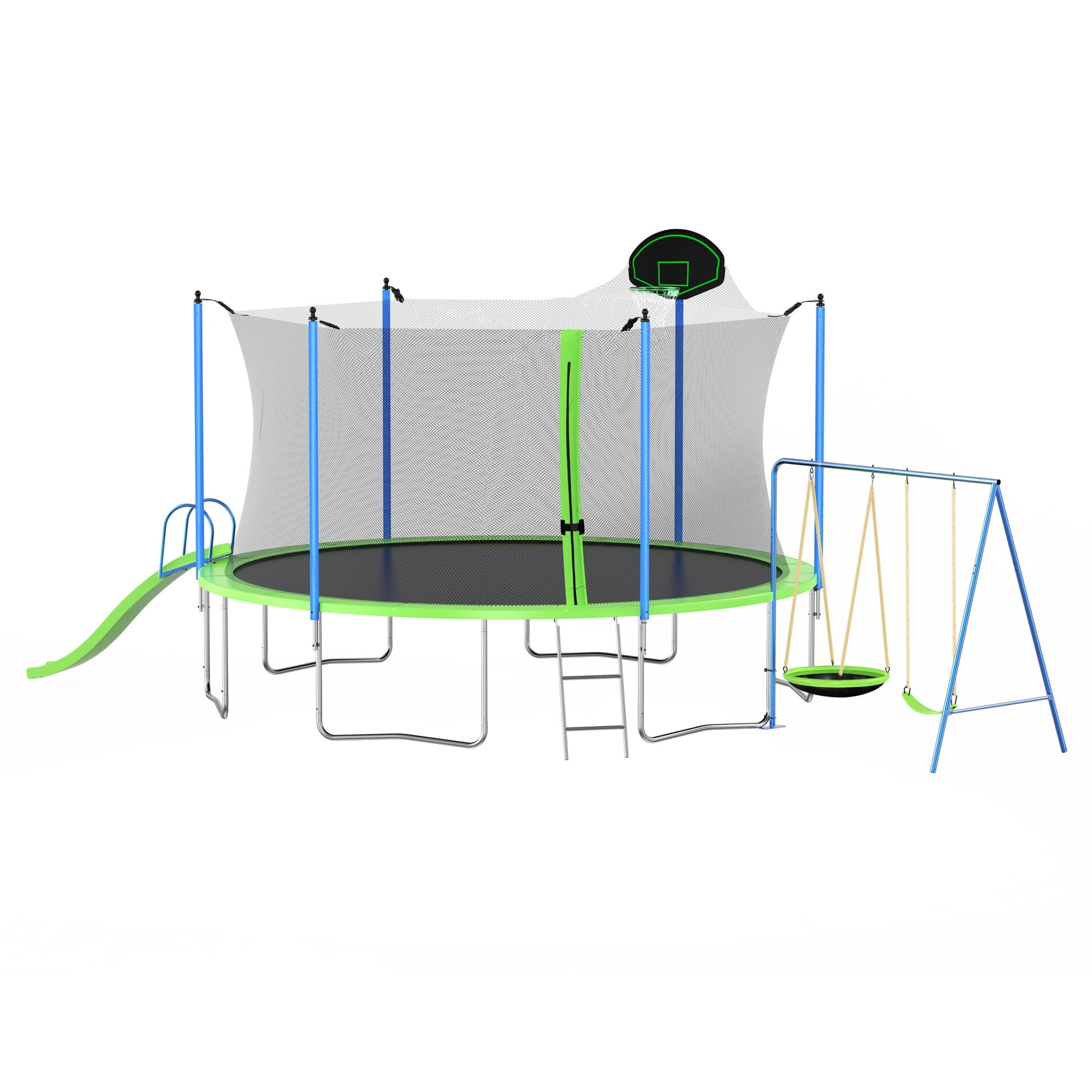 14FT Outdoor Trampoline with Slide and Swings for Kids Adults, Large ...