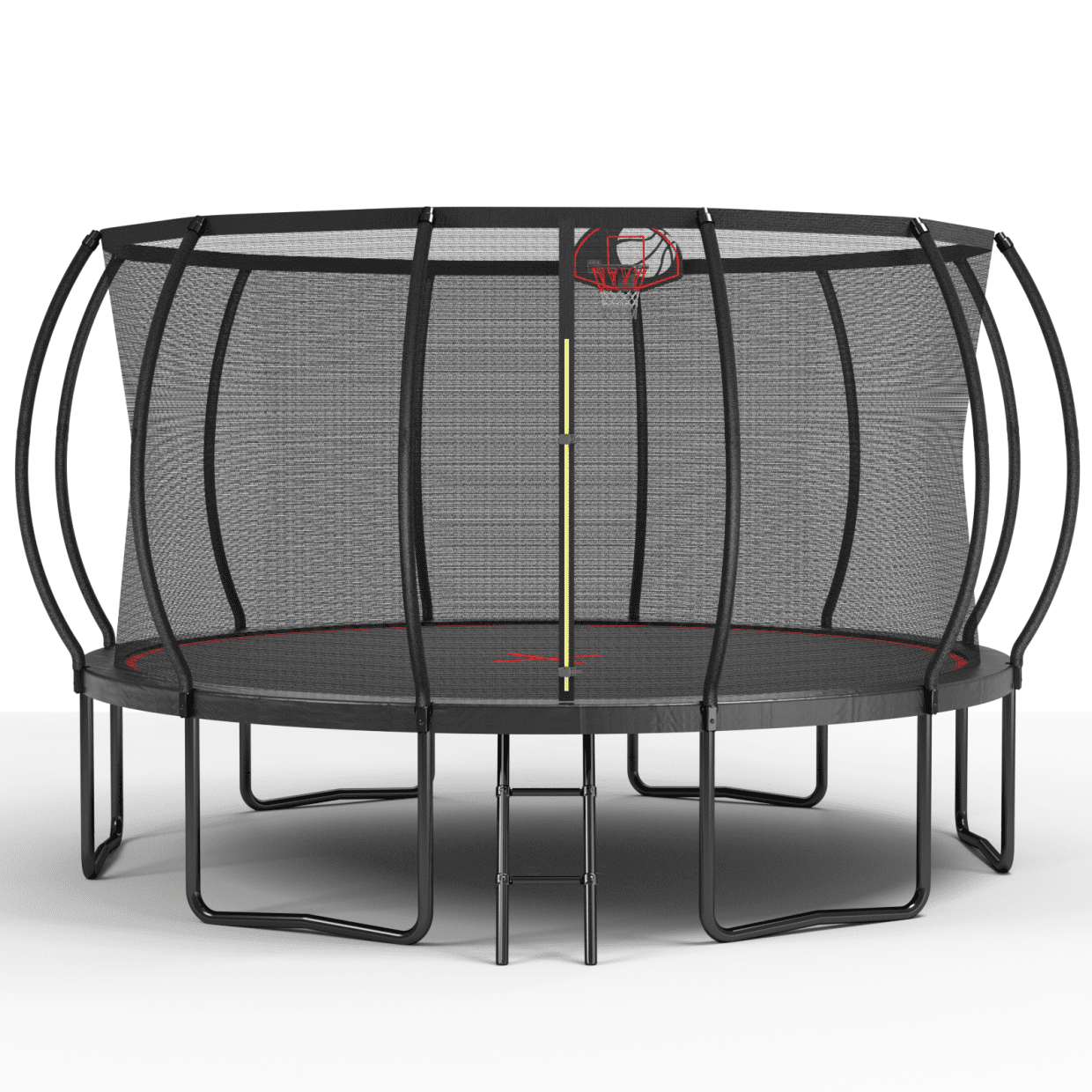 14FT Pumpkin Trampoline with Basketball Board, Hoop, Ball, Recreational ...