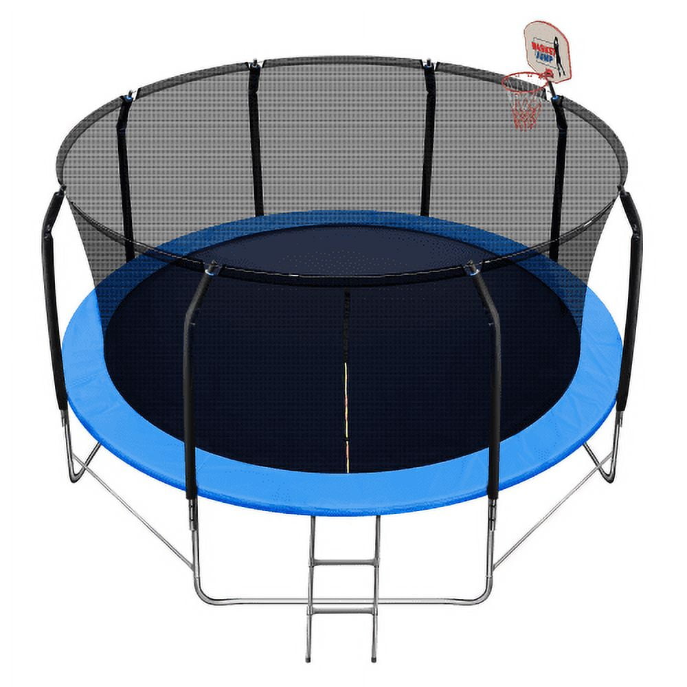 14FT Trampoline with Balance Bar & Basketball Hoop, 1.4MM Thickened ...