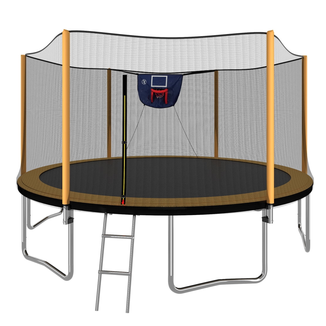 14FT Trampoline with Basketball hoop,Rubber Ball,Inflator and Ladder ...