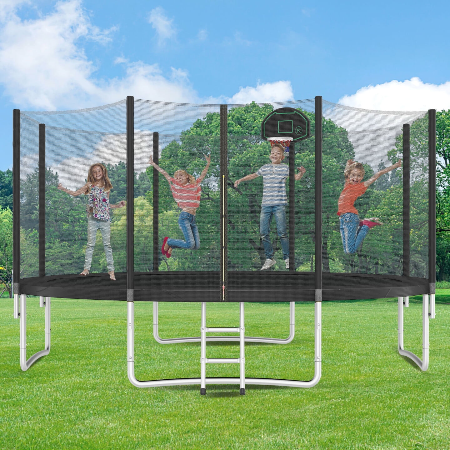 14FT Trampoline for Kids with Enclosure,Recreational Backyard ...