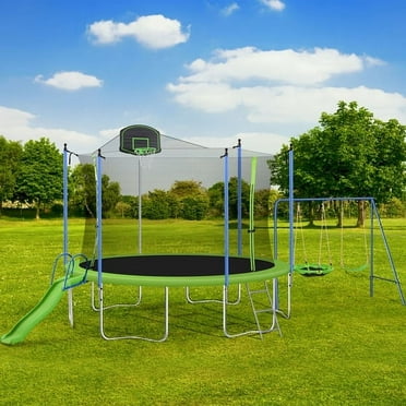 Bounce Pro 12' Trampoline with Enclosure Combo, Blue/Yellow - Walmart.com