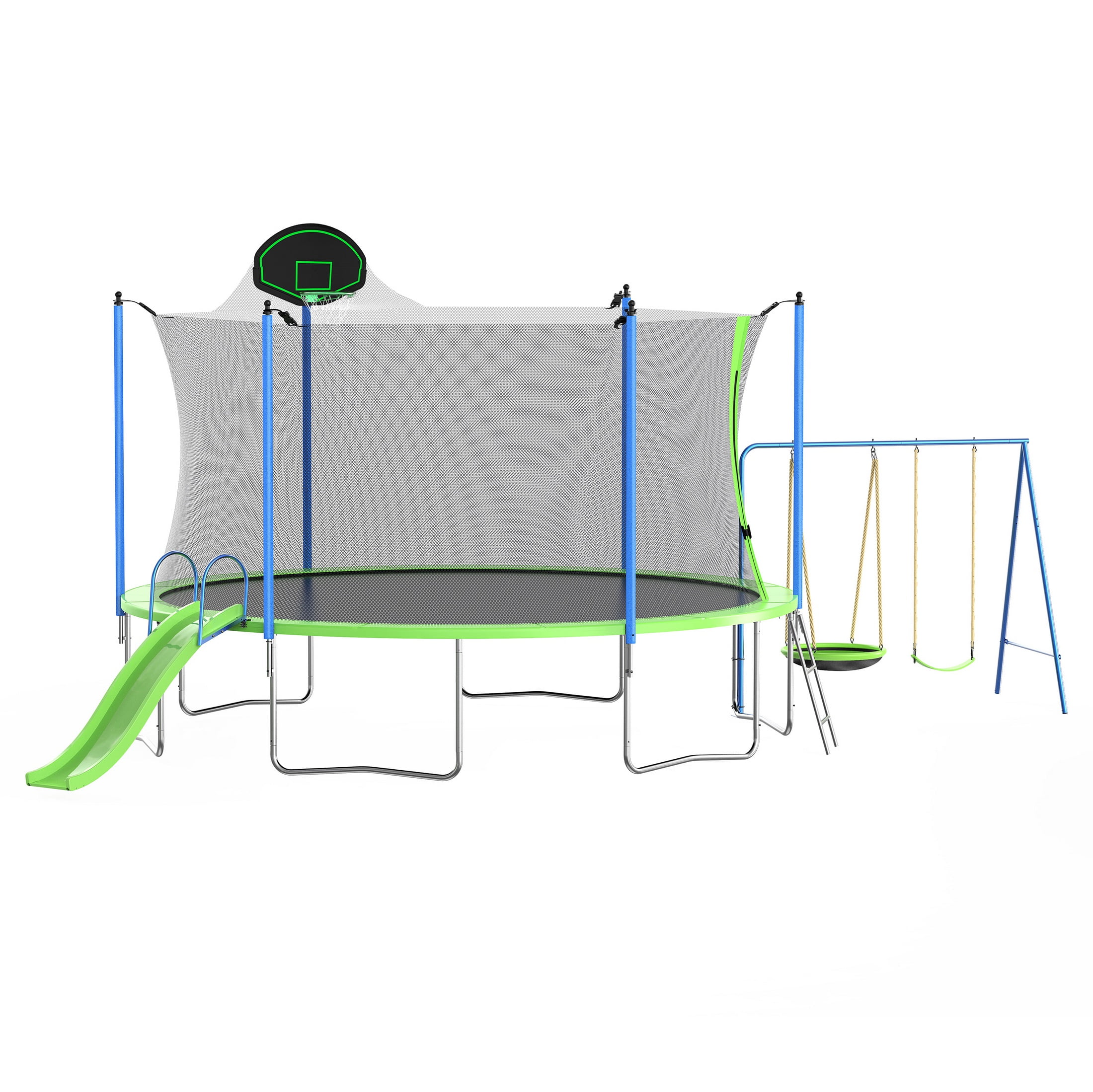 14FT Trampoline with Slide, Swings, SEGMART Recreational Trampoline ...
