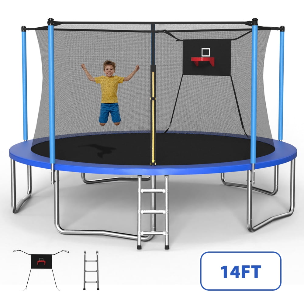 14FT Trampoline for Kids and Adults with UV Resistant Safety Net ...