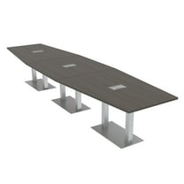 12 Person Duo Shaped Powered Conference Room Table With Metal Bases ...