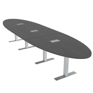 22' Modular Oval Boardroom Table With Metal T Bases And Electric Units ...