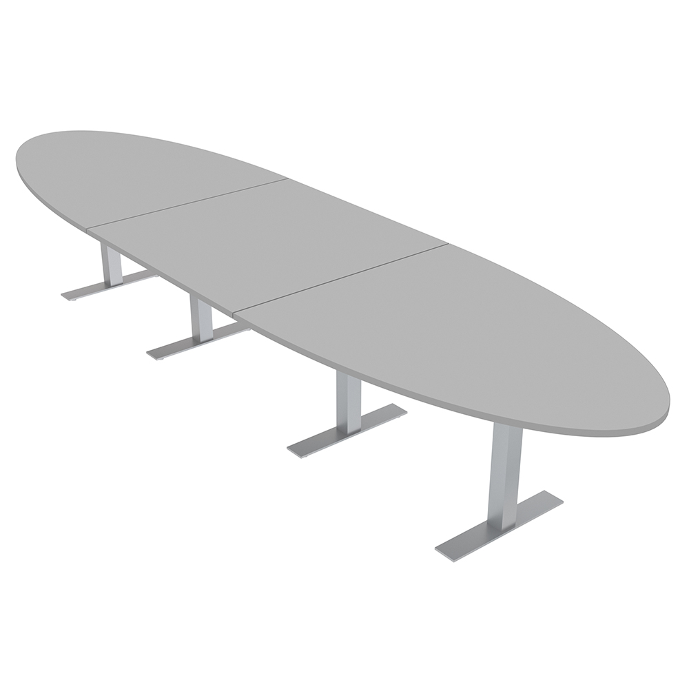 14Ft Modular Oval Conference Table With Metal T Bases Electrical Units ...