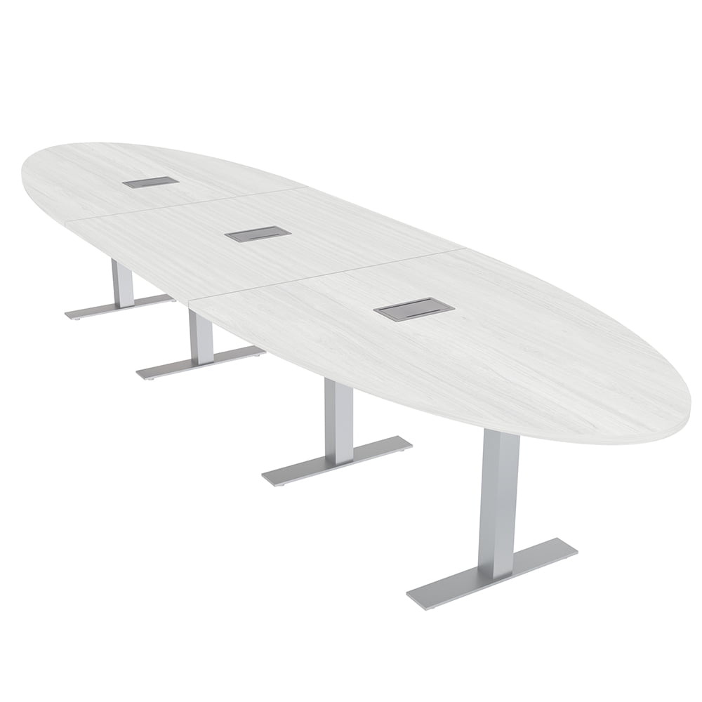 14Ft Modular Oval Conference Table With Metal T Bases Electrical Units ...