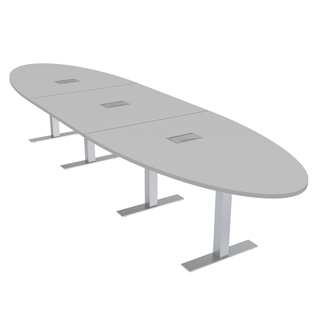 14Ft Modular Oval Conference Table With Metal T Bases Electrical Units ...