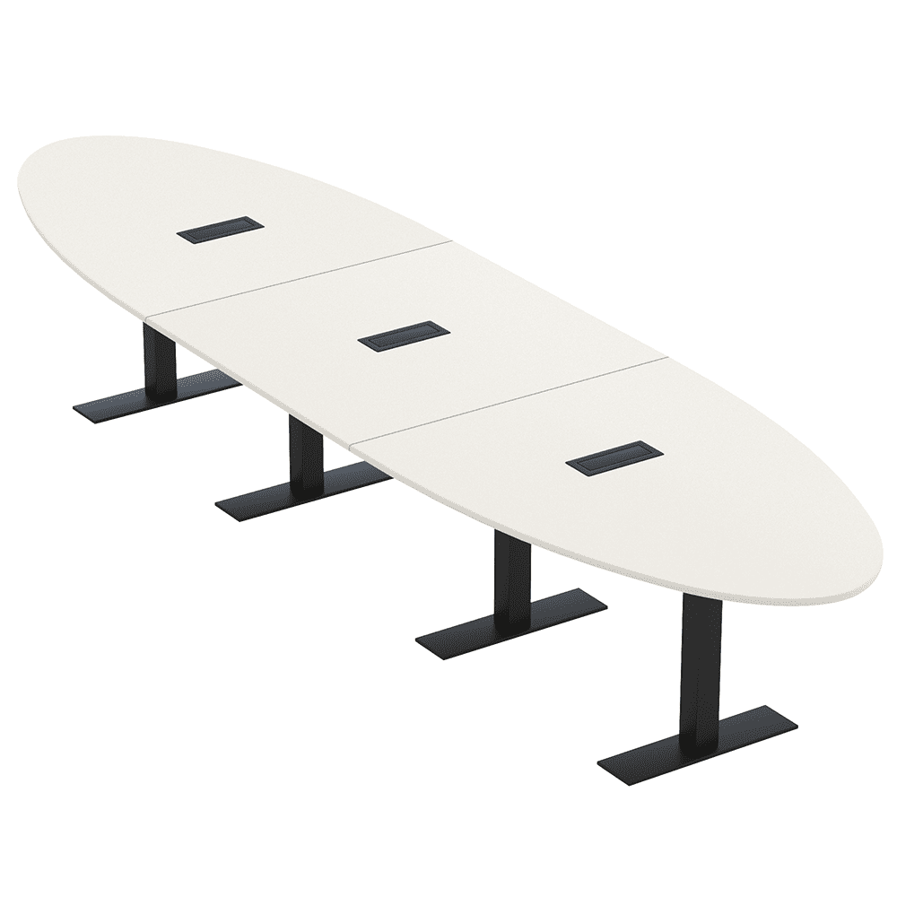 14Ft Modular Oval Conference Table With Metal T Bases Electrical Units ...