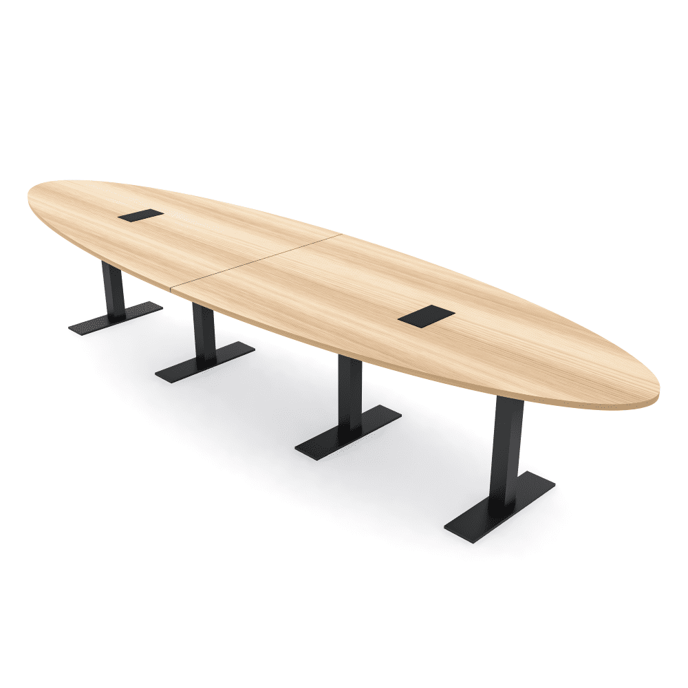 14Ft Modular Oval Conference Table With Metal T Bases Electrical Units ...