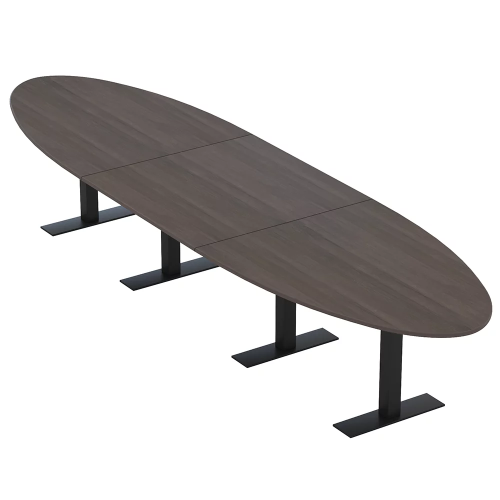 14Ft Modular Oval Conference Table With Metal T Bases Electrical Units ...