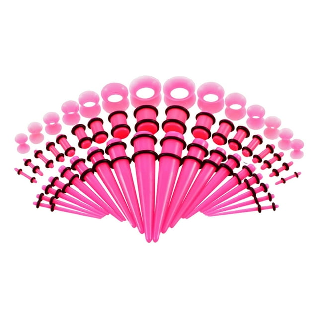 14G-00G Ear Gauges Stretching Kit - 50 Pc Acrylic Tapers, Plugs ...