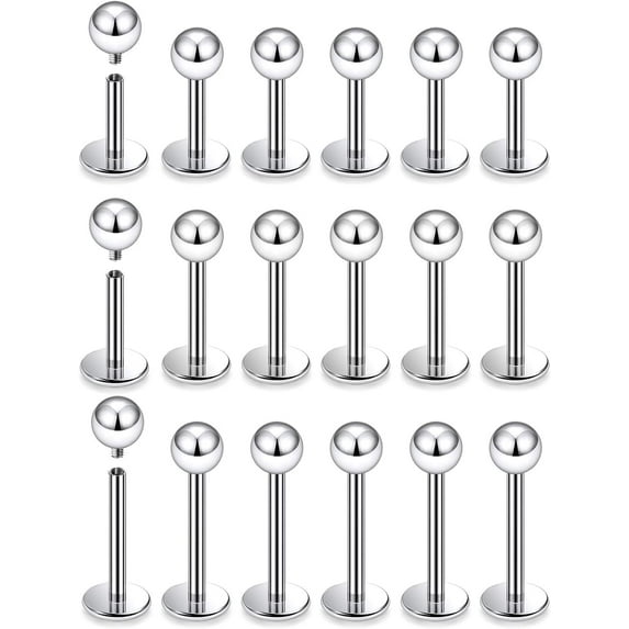 14G 16G Surgical Steel Internally Threaded Labret Studs Monroe Lip ...