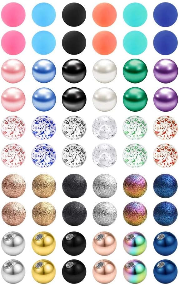 14G 60Pcs Replacement Balls for Piercing Barbell Parts 5mm Stainless ...