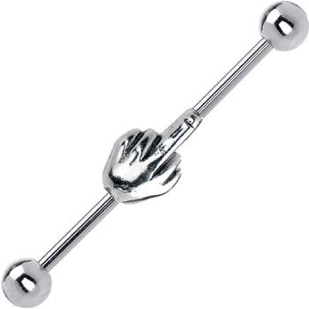 14G Middle Finger Industrial Barbell (1 Piec (One Piece)) (B/5/7 ...
