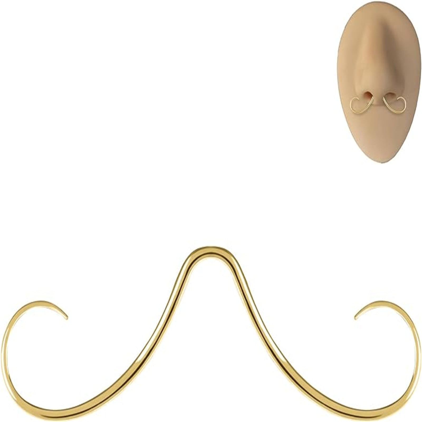 14G Mustache Septum Ring 316L Steel Septum Mustache Nose Ring Piercing ...