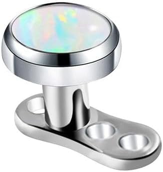 14G Opal Dermal Anchor Top with Base G23 Titanium Internally Threaded Microdermals Body ...