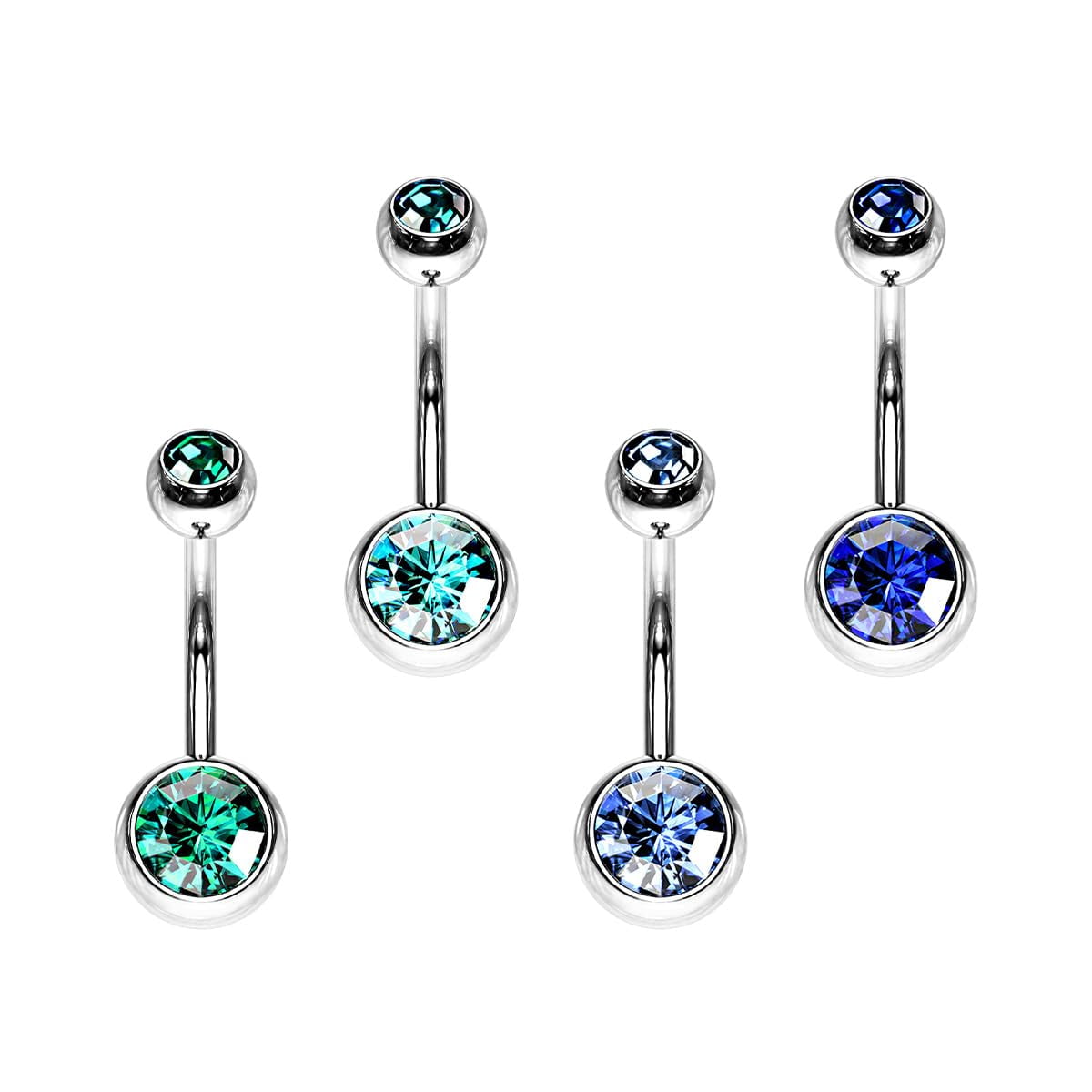 14G Steel Belly Button Rings 12mm External Threaded Black Round CZ ...