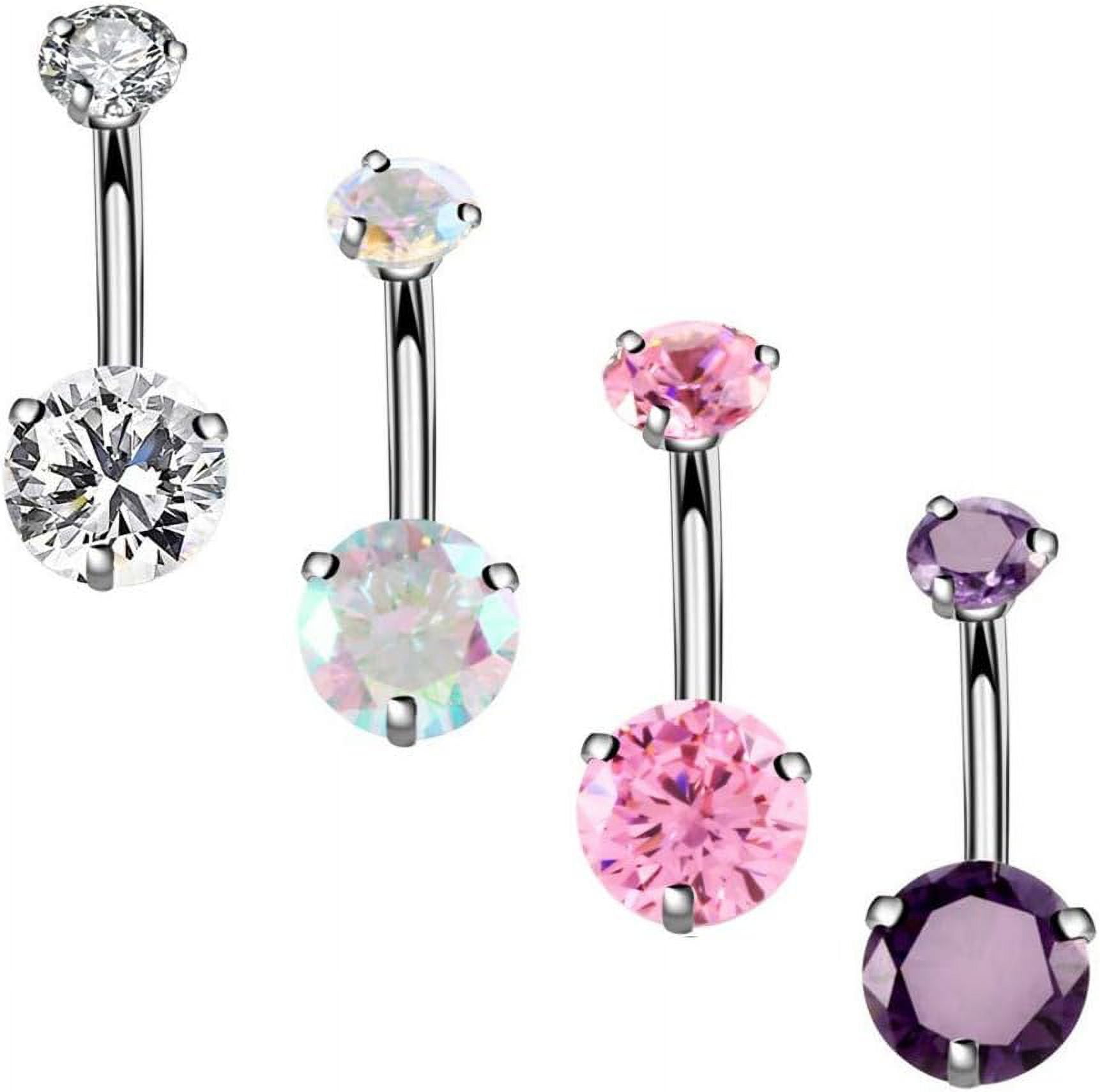 14G Surgical Steel Belly Button Rings, Internally Threaded Round Navel ...
