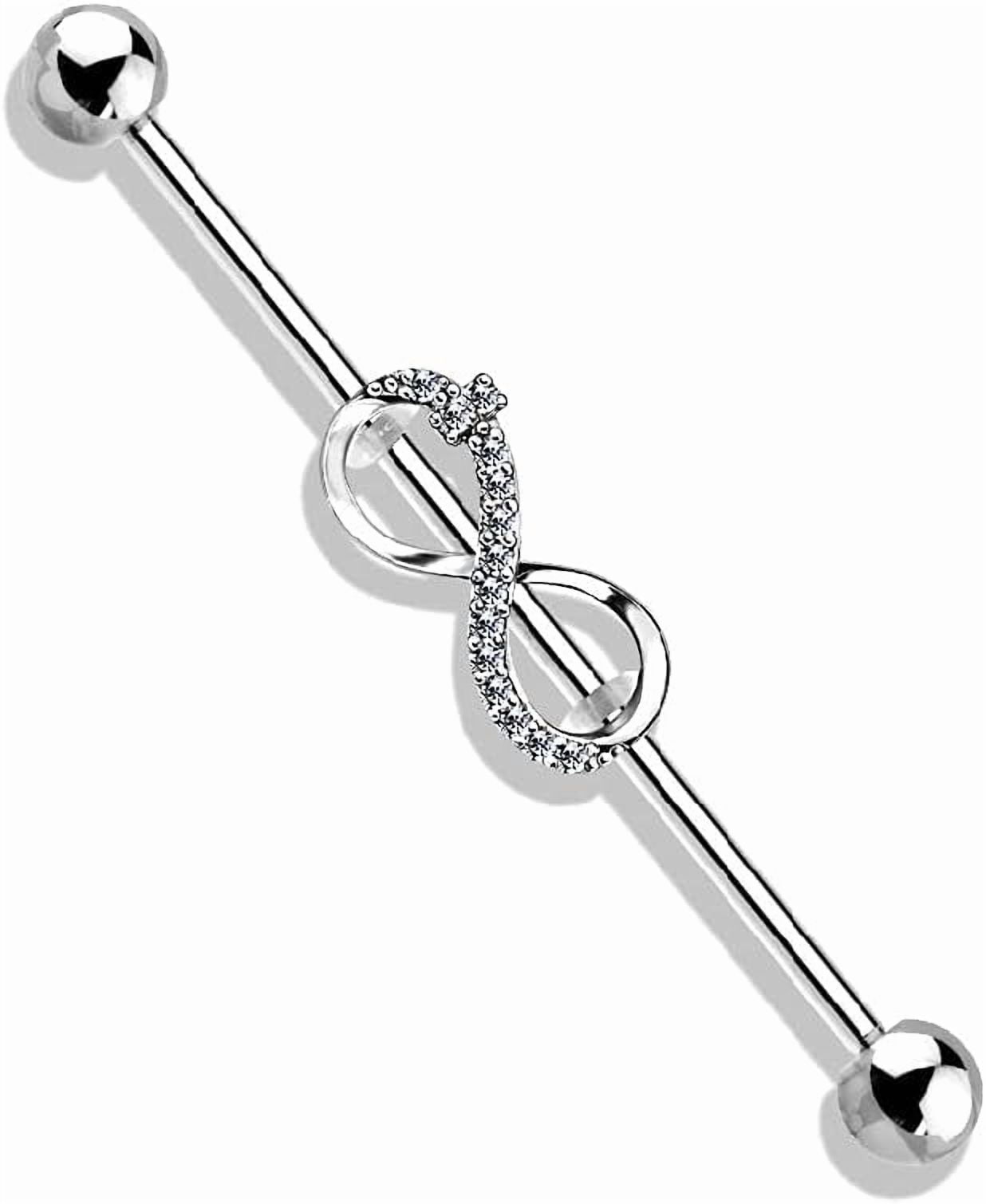 - 14GA CZ Paved Infinity Sign 316L Surgical Stainless Steel Industrial ...