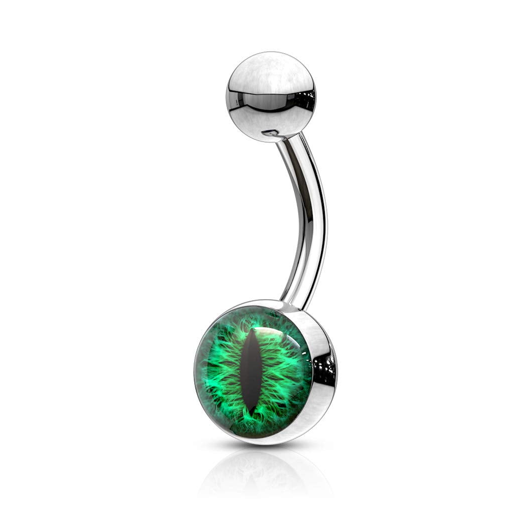 14GA Snake Eye Inlaid 316L Surgical Steel Naval Belly Button Ring ...