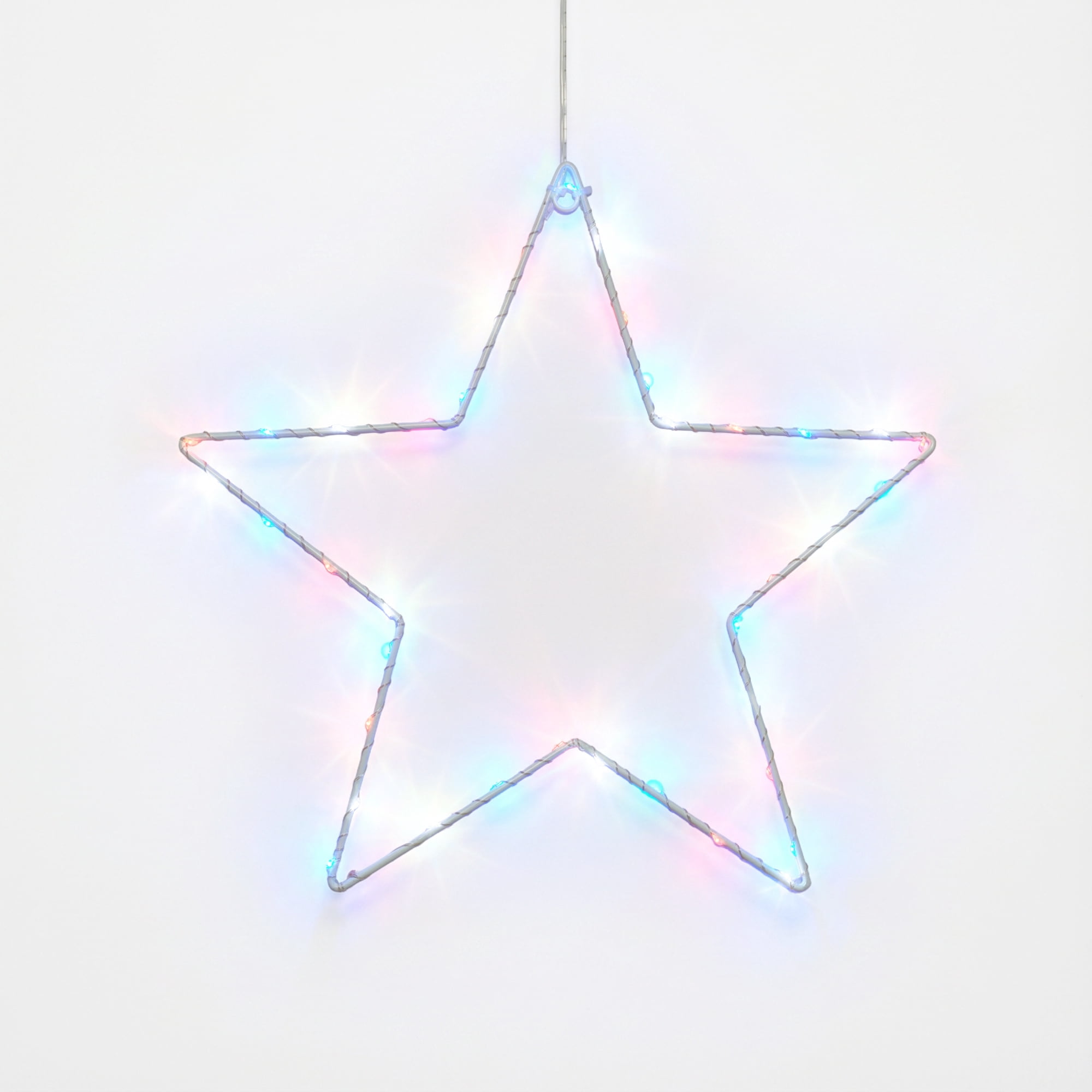 Indoor/Outdoor Battery-Operated LED Star Hanging Light, Red/Cool White ...