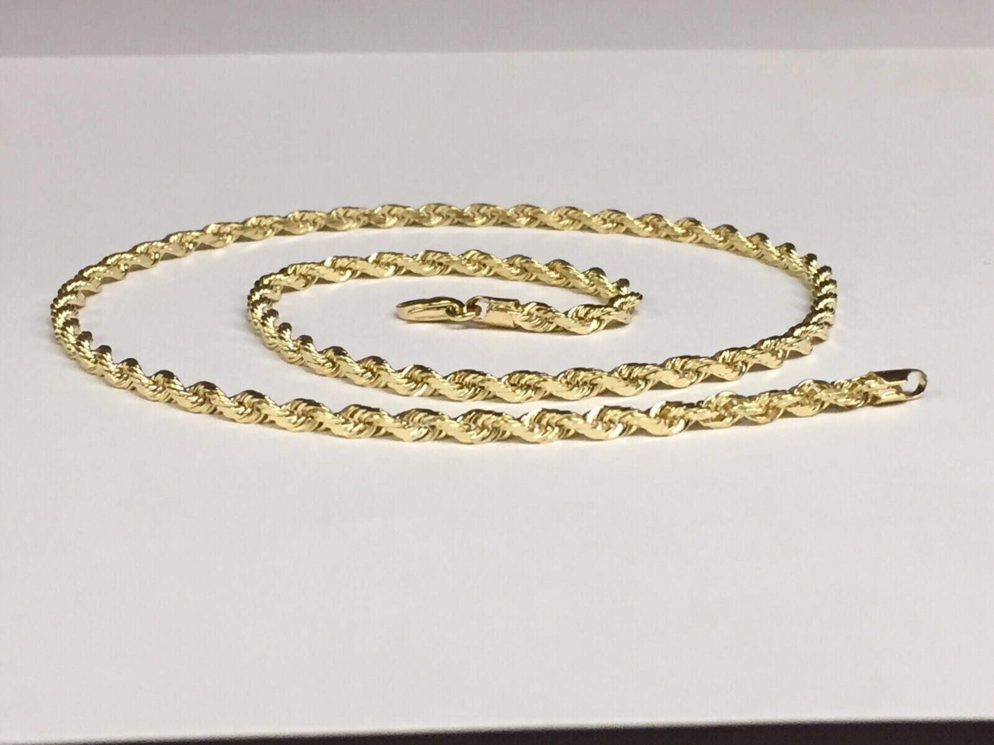 14K 20in Yellow Gold Diamond Cut/TexturedRoyal Rope Chain with Pear ...