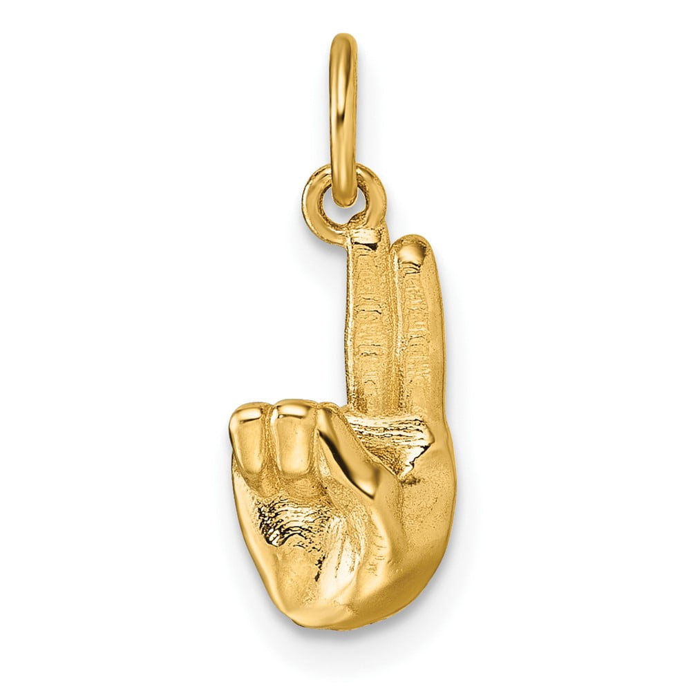 14K American Sign Language Alphabet Fingerspelling Sign U Pendant ...