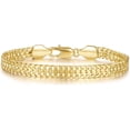 14K Bracelets For Women Men Non Tarnish Cuban Link Chain Dense Double ...