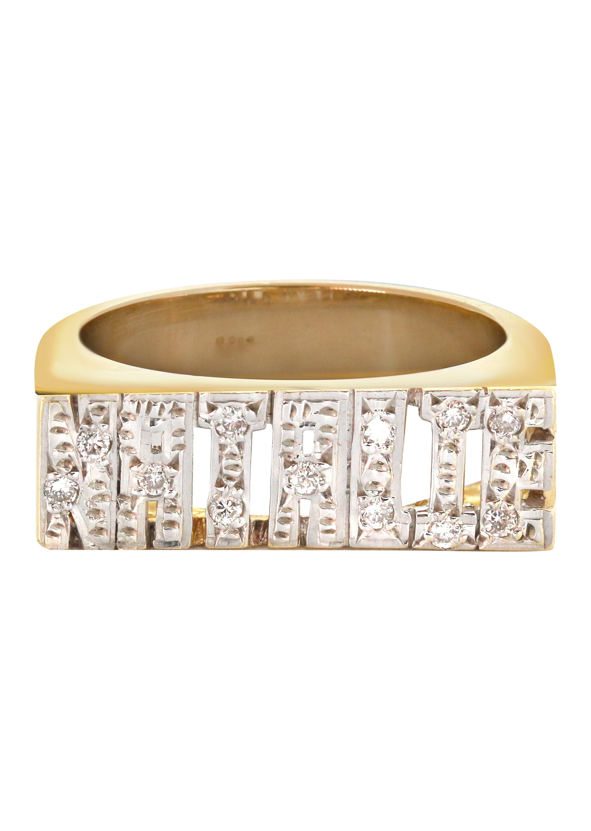 14K Diamond Bold Gold Name Ring | Appx. 5.3 Grams - Walmart.com