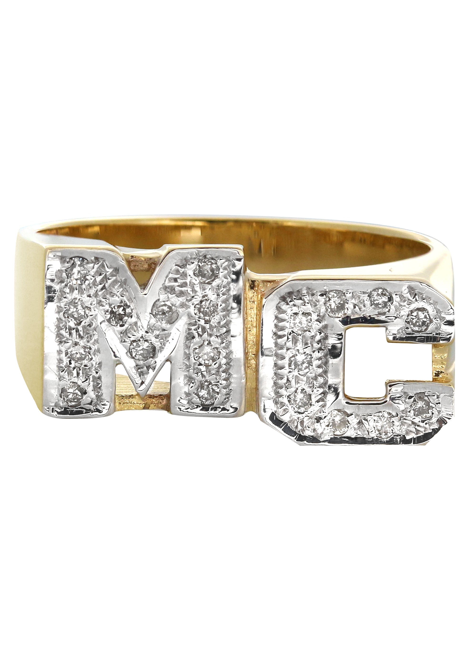 14K Diamond Initials Gold Name Ring | Style #104 - Walmart.com