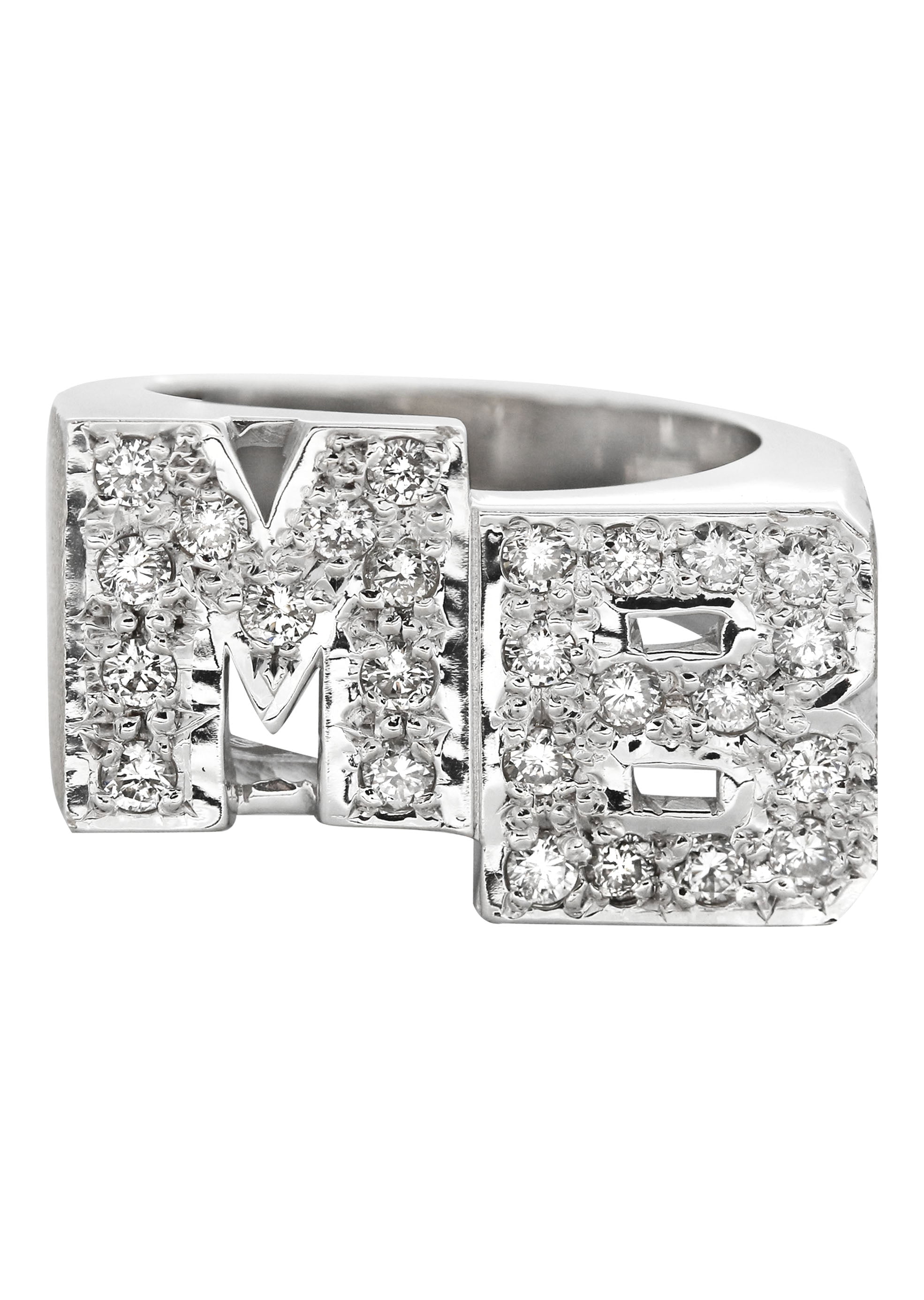 14K Diamond White Gold Initials Name Ring | Style #105 - Walmart.com