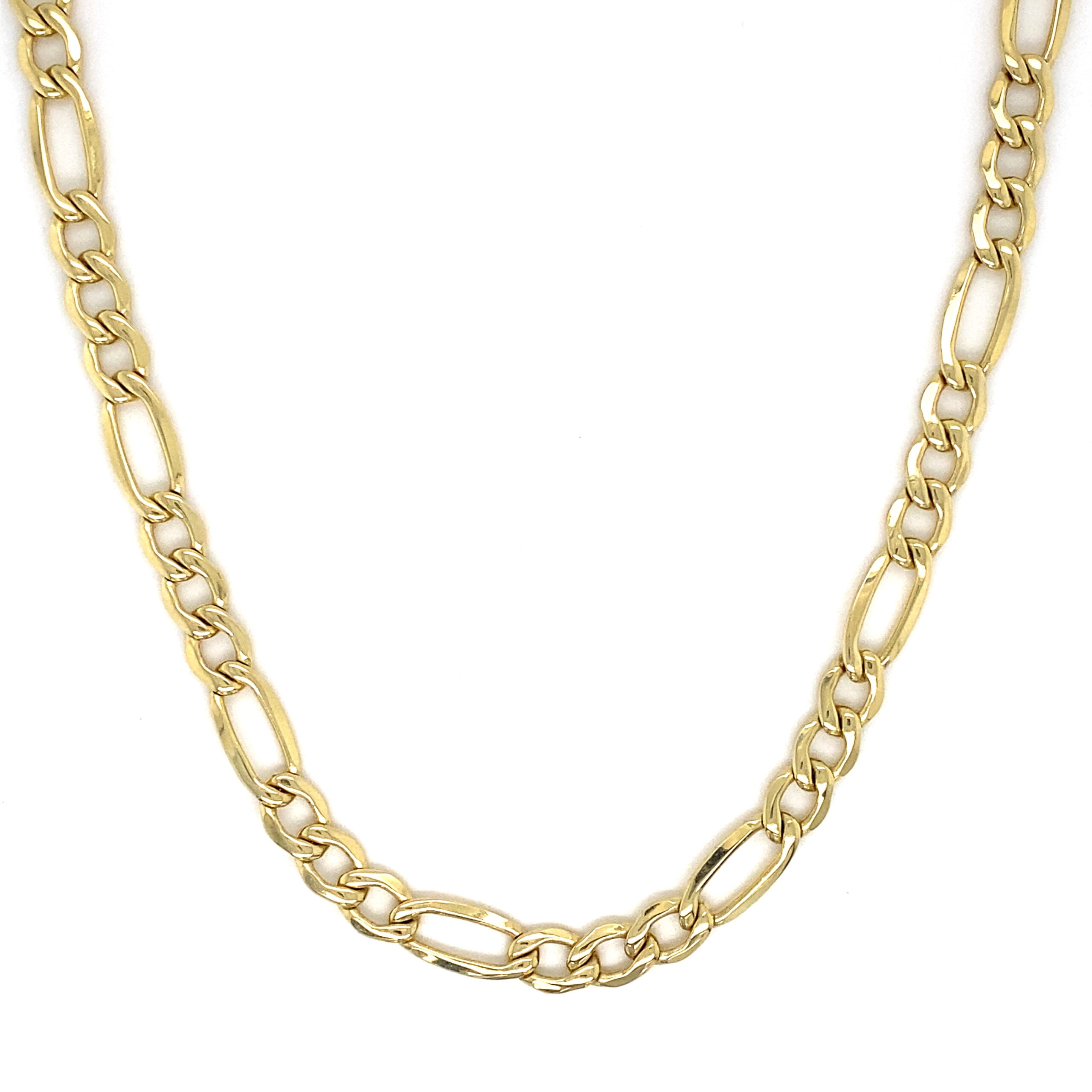 14K Figaro Italian Solid Yellow Gold Chain (3, 22") - Walmart.com