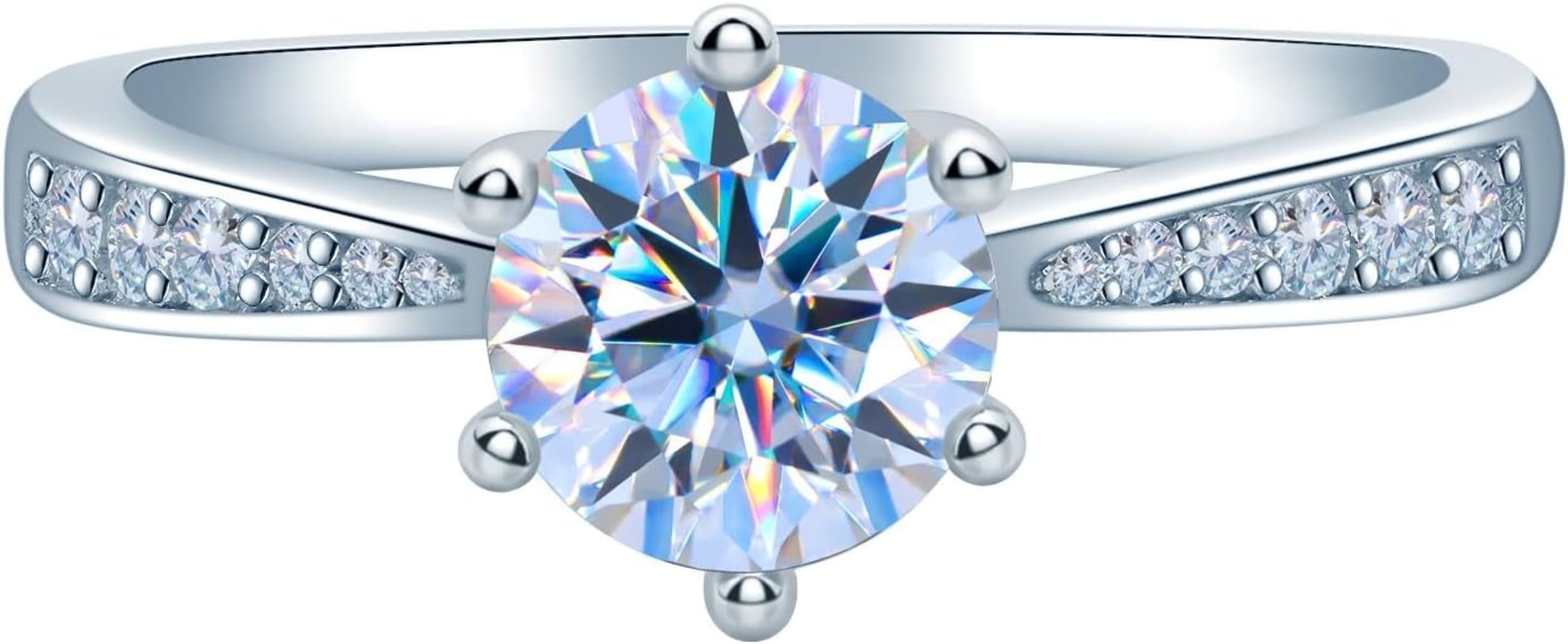 14K Gold 1Carat Diamond Anniversary Rings for Women, Round Cut Diamond ...