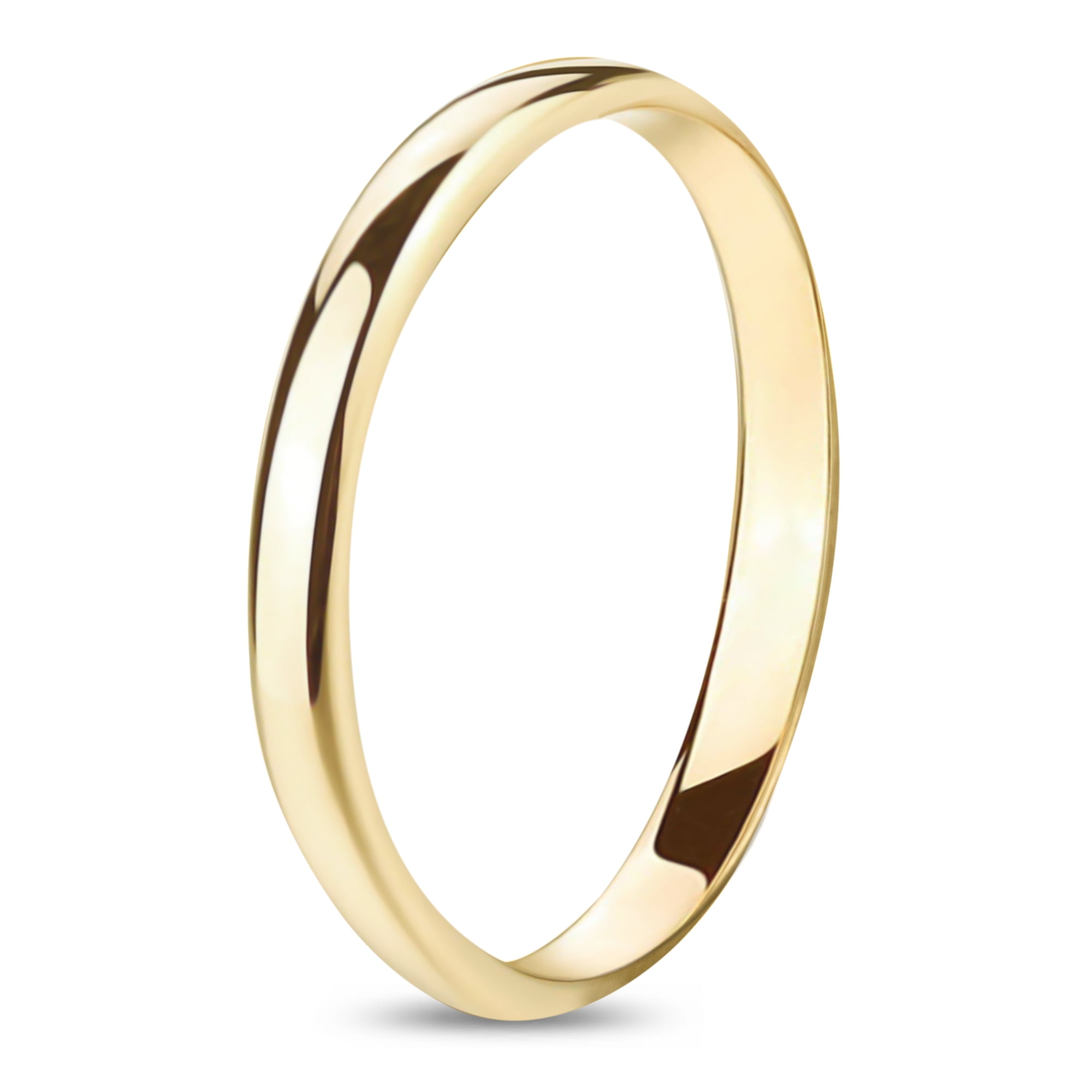 14K Gold 2.40mm Thick Half Round / Half Flat Band Rings for Women and ...