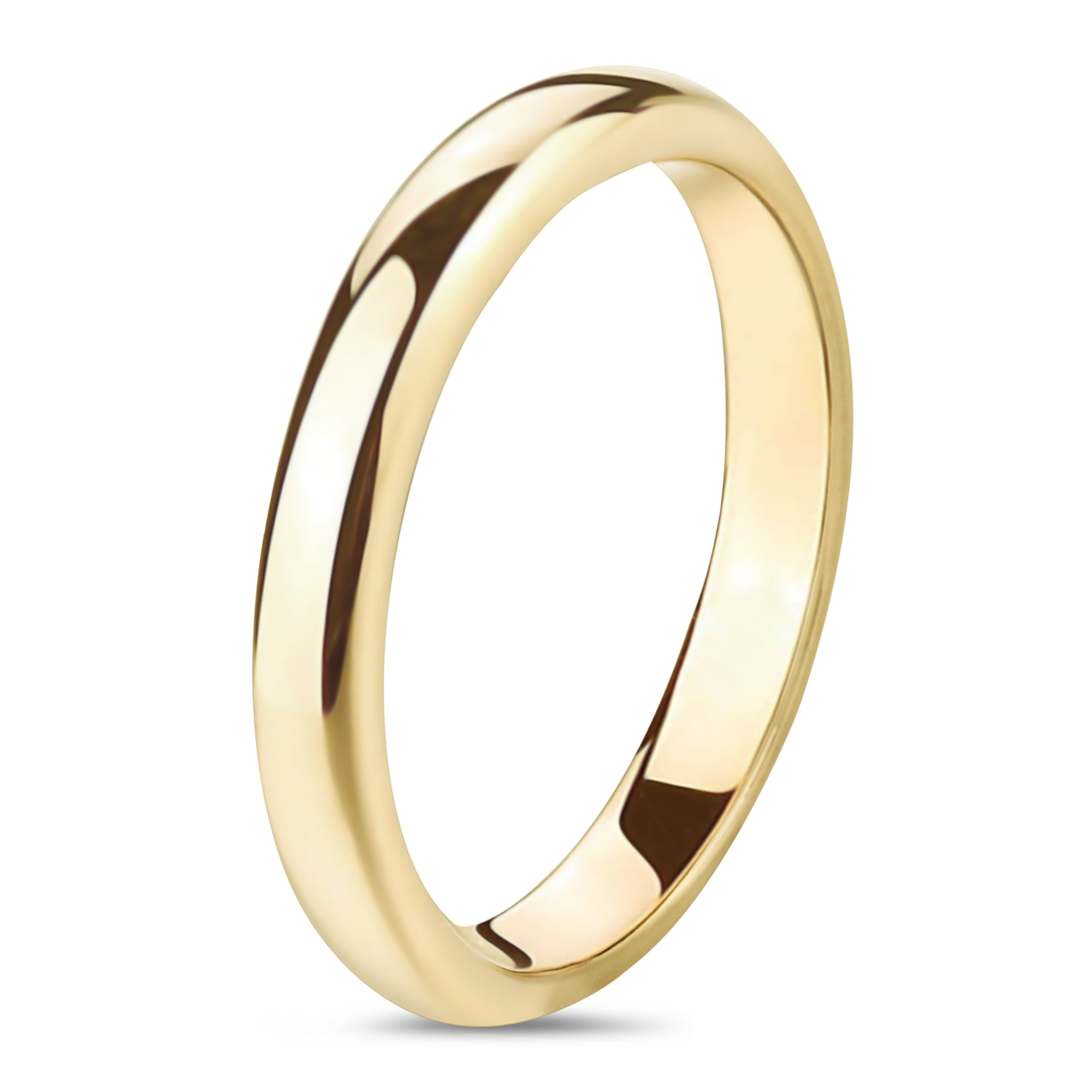 14K Gold 3.10mm Thick Half Round / Half Flat Band Rings for Women and ...