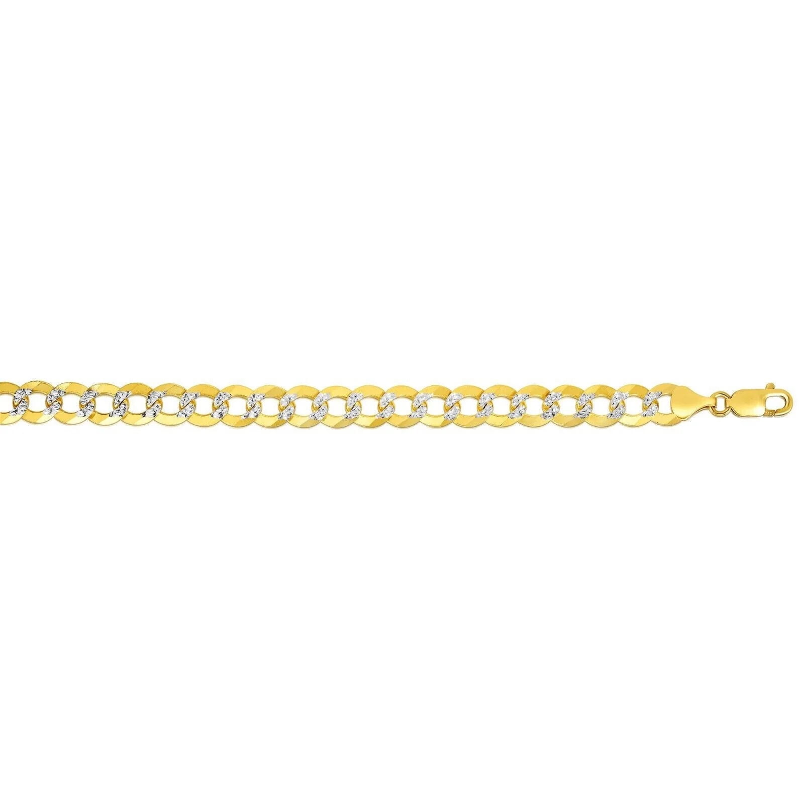 14K Gold 3.2mm White Pave Curb Chain - Walmart.com