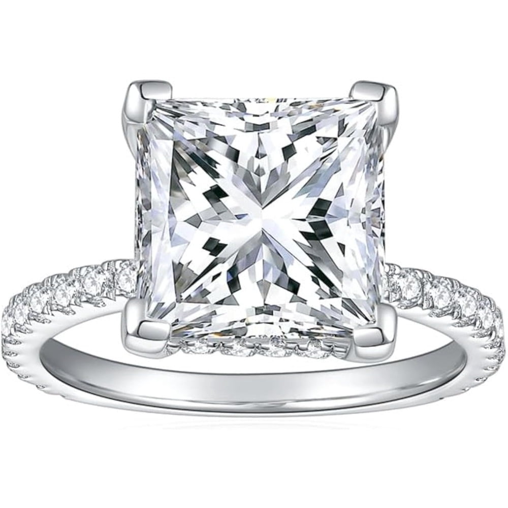 14K Gold 5 Carat Princess Square 9.5mm Diamond Engagement Ring ...
