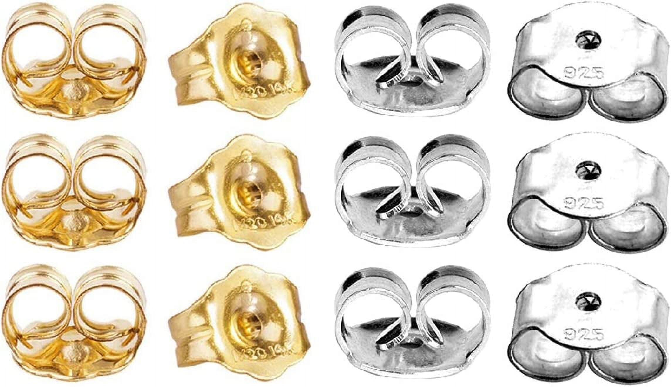 14K Gold 925 Sterling Silver Earring Backs Pierced Earring Backing ...