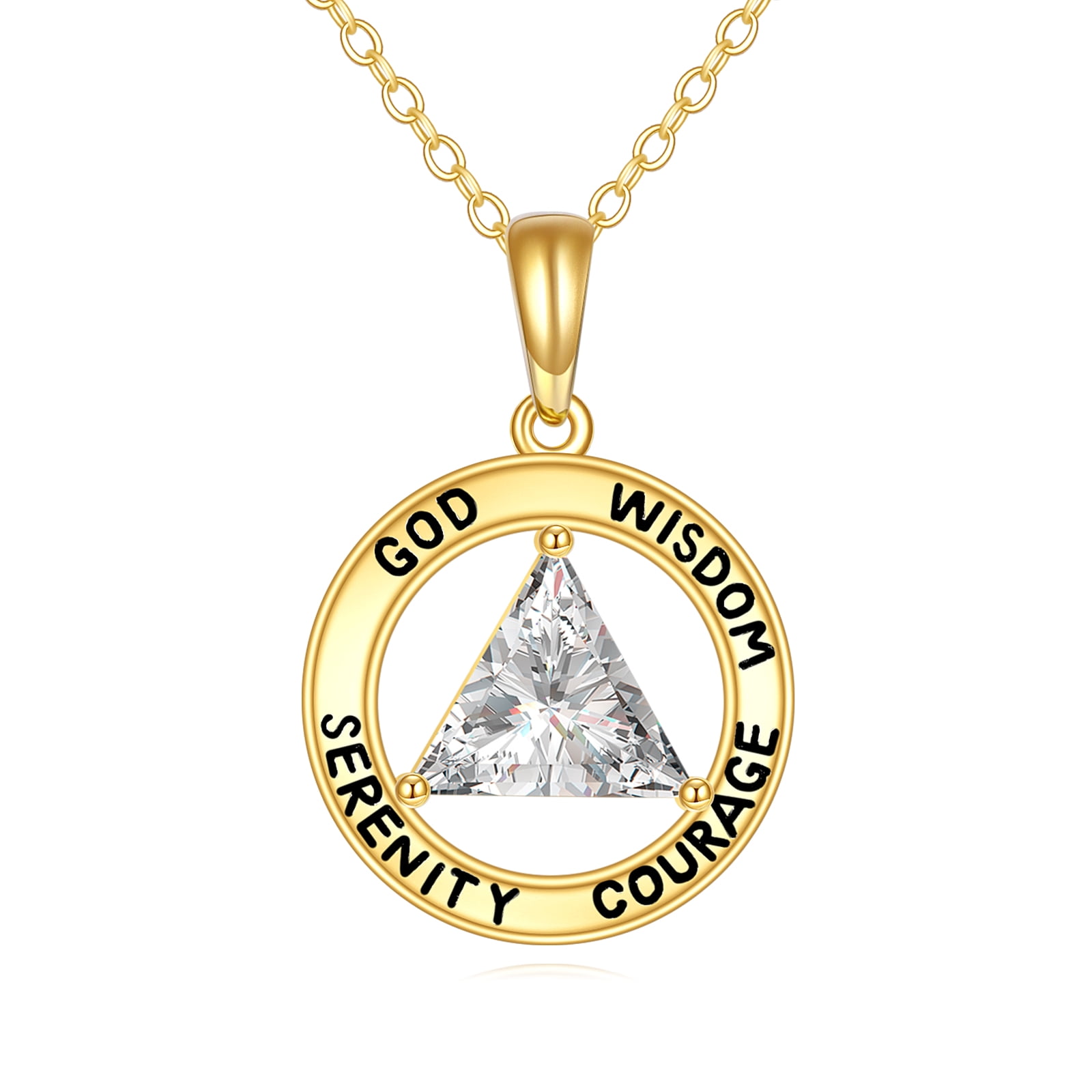 14K Gold AA Sobriety Necklace Pendant 14K Real Solid Gold AA Recovery ...