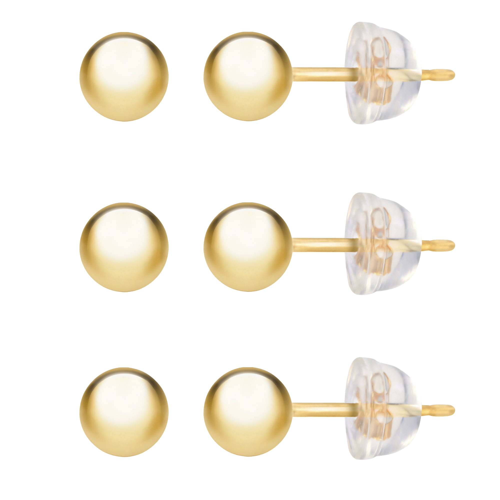 14K Gold Ball Stud Earrings - Assorted Sizes, Sets and Type of Clasp ...