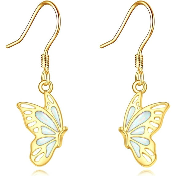 14K Gold Bee/Owl/Hummingbird/Orca/Cat/Butterfly/Cardinal Earrings for ...