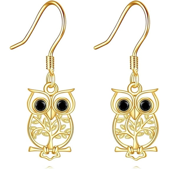 14K Gold Bee/Owl/Hummingbird/Orca/Cat/Butterfly/Cardinal Earrings for ...