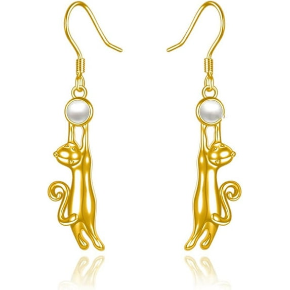 14K Gold Bee/Owl/Hummingbird/Orca/Cat/Butterfly/Cardinal Earrings for ...