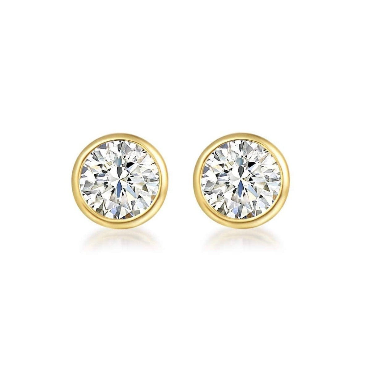 14K Gold Bezel Stud Earrings, Bezel Set Earrings Studs, 14k Yellow Gold ...