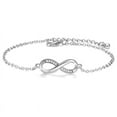 14K Gold CZ Accented Infinity Symbol Bracelet in White or Rose Gold for ...