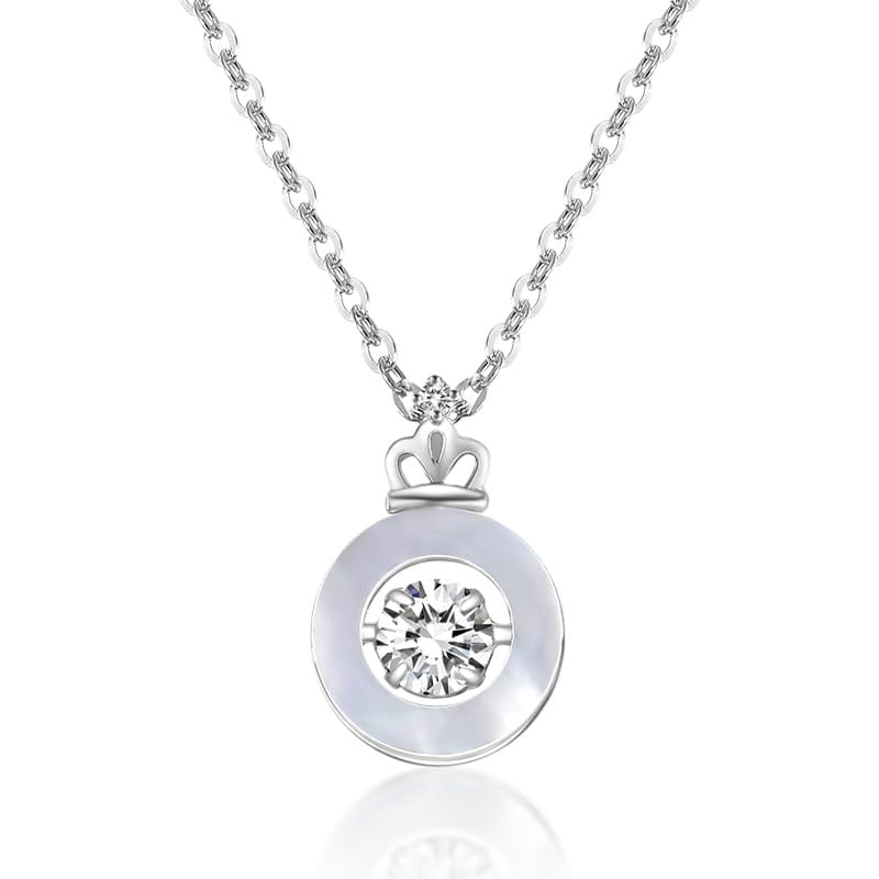 14K Gold Charm Diamond Necklace - Graceful Round Pendant in a Unique ...